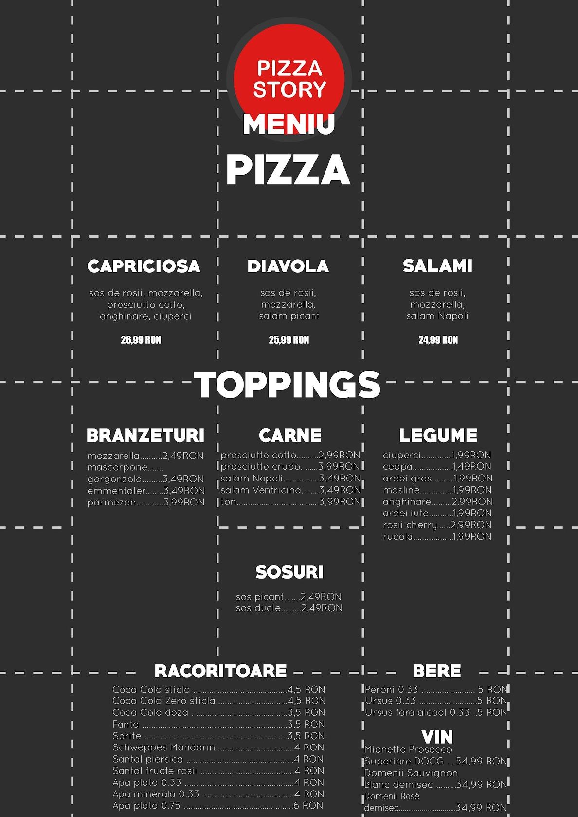 Menu at Pizza Story, Caracal