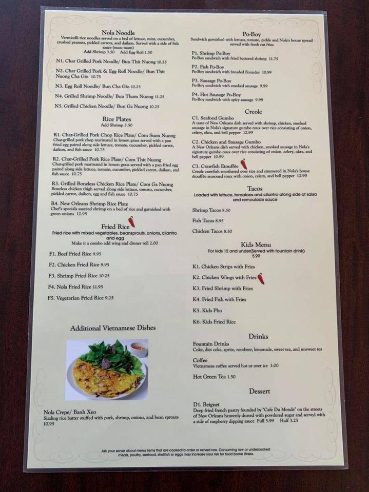 Menu at Noosh Afghan Cuisine restaurant, Lansing