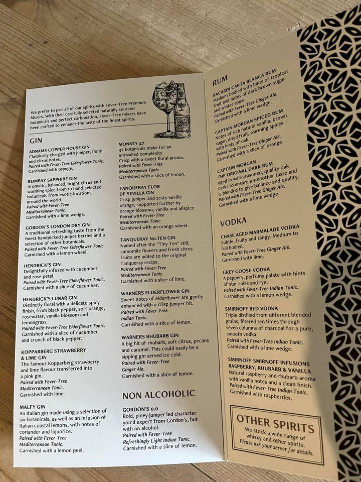 Menu at Axe and Compass pub & bar, Fenstanton