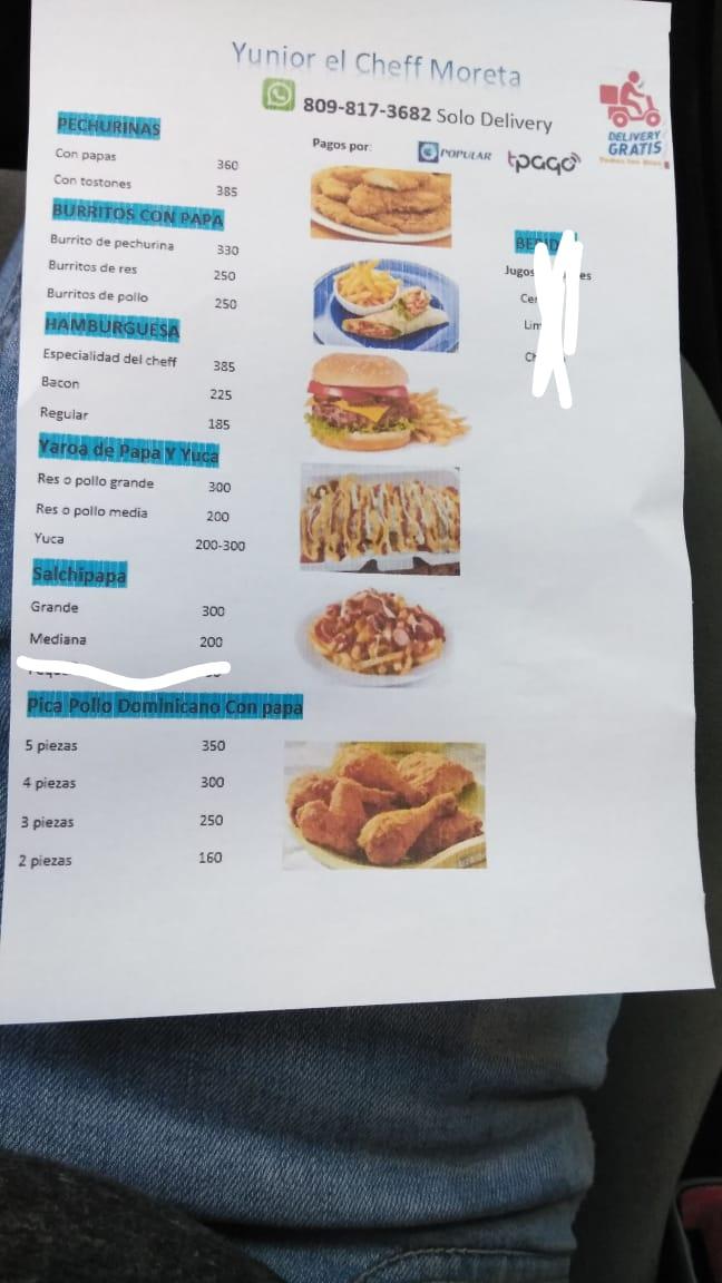 Carta del restaurante Chef Junior, La Guayiga