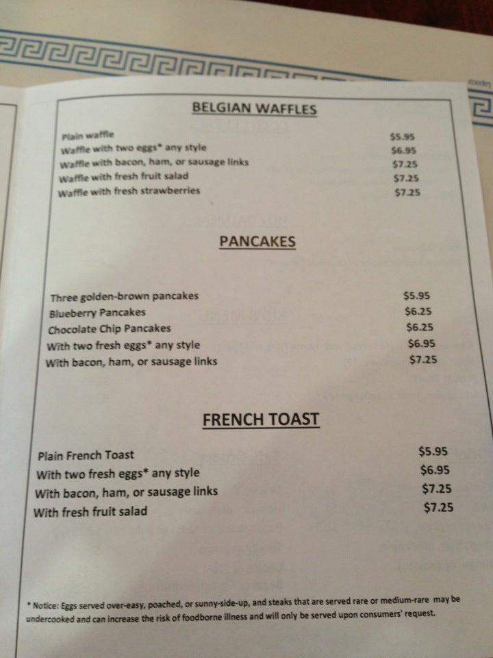 Menu at Crazy Greek restaurant, Woodlake