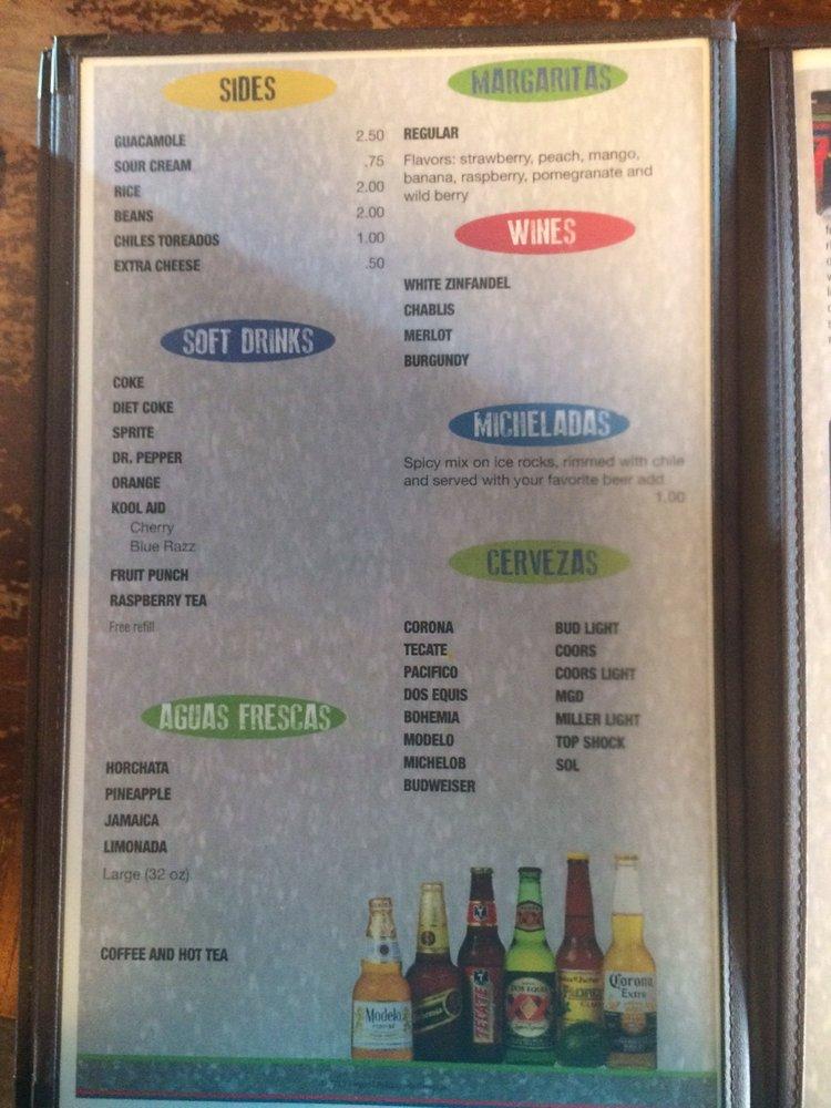 Menu at El Sarape Restaurant, Parker