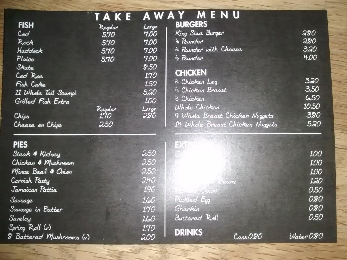 Menu at Fish Lounge restaurant, London, 99 Brixton Hill
