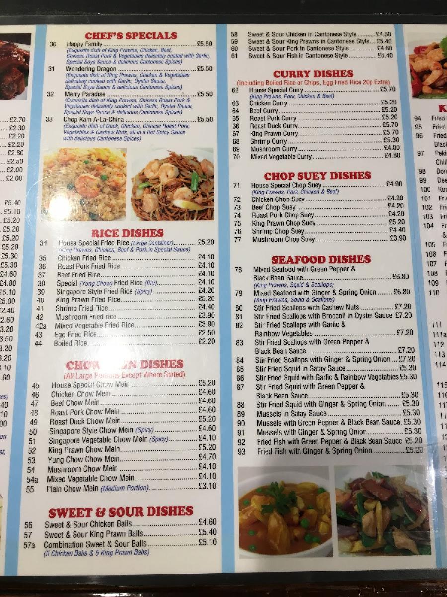 Menu at The Hot & Cold Chinese Restaurant, Fakenham