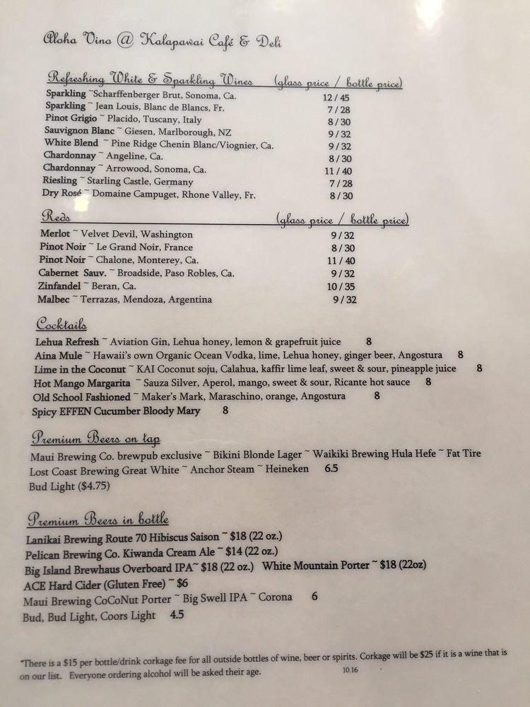 Menu at Kalapawai Cafe & Deli, Kapolei