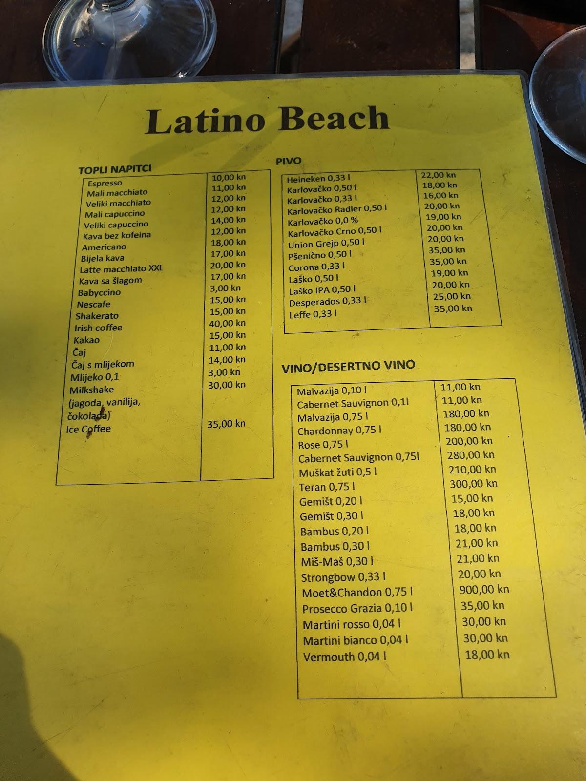 Menu at Latino Beach cafe, Mali Losinj
