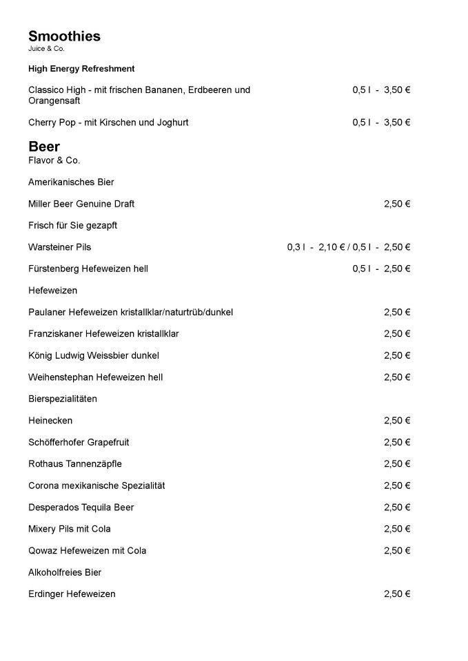 Menu at Mad Max American Diner restaurant, Eggenstein-Leopoldshafen