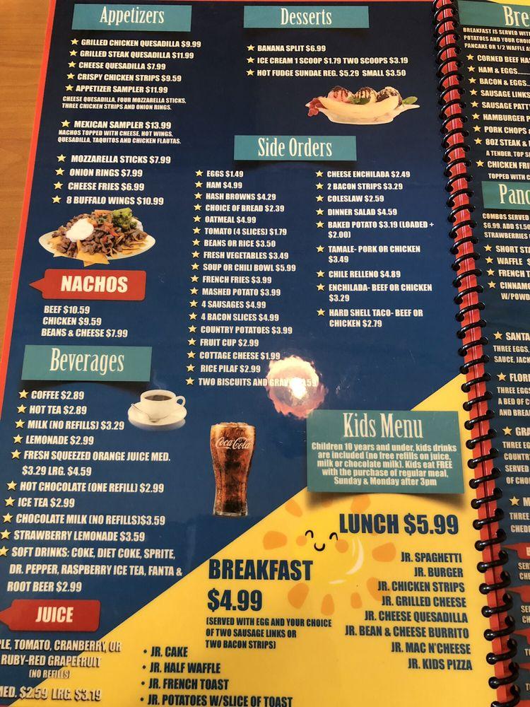 Menu at Sammys Café cafe, Rialto
