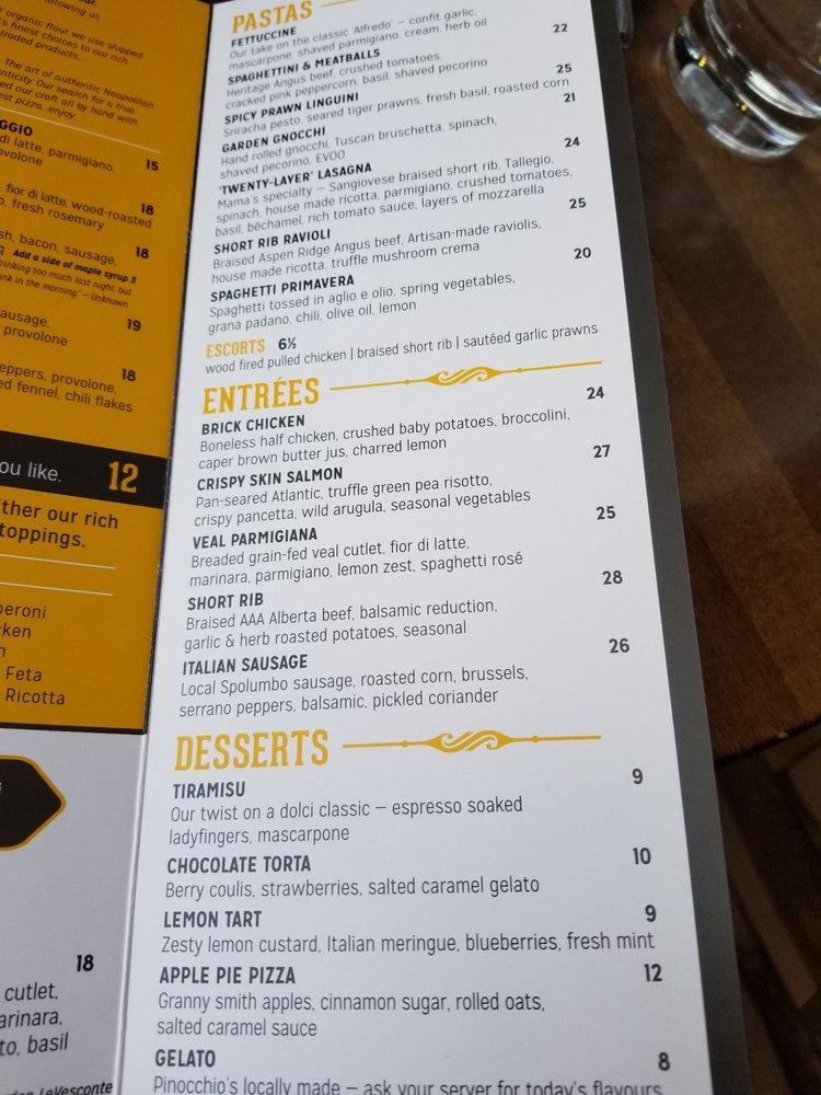 Menu at The Parlour Italian Kitchen & Bar, Edmonton