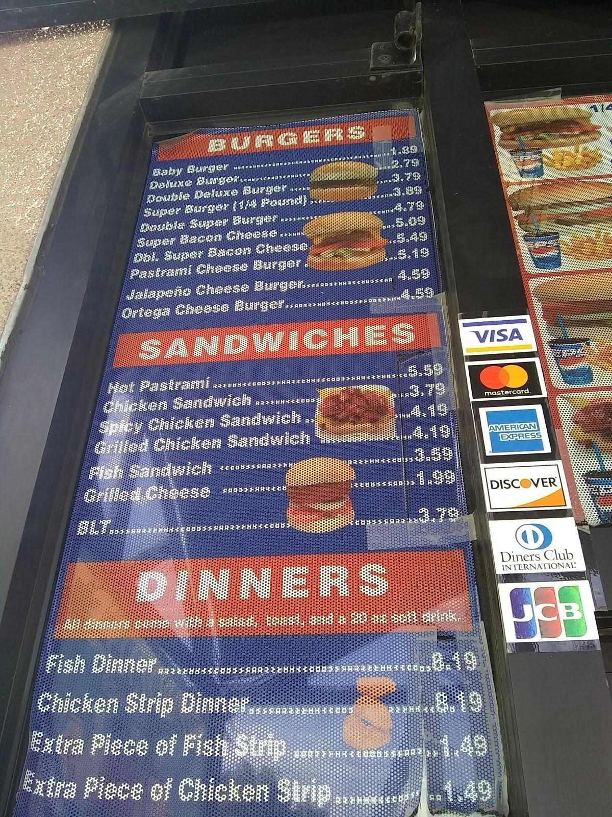 Menu at Best Burger Drive-In fast food, Visalia