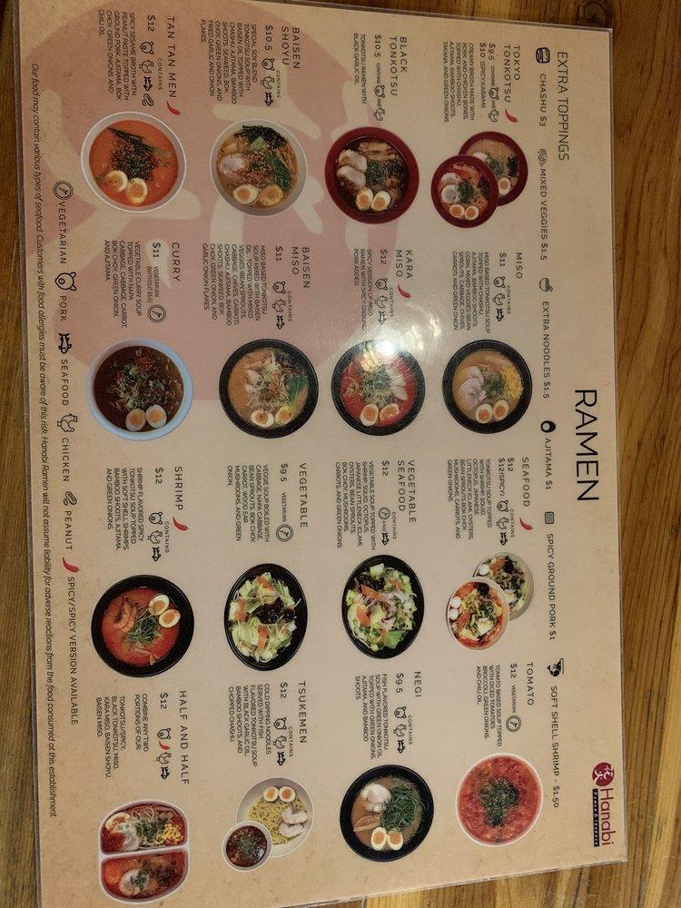 Menu at Hanabi Ramen Carrollton restaurant, Carrollton
