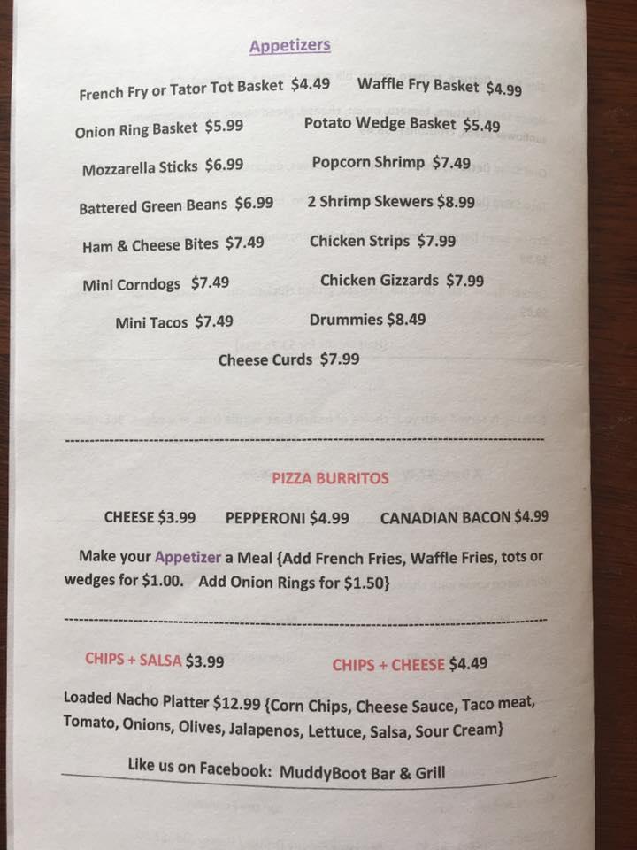 Menu at Muddy Boot pub & bar, Forada