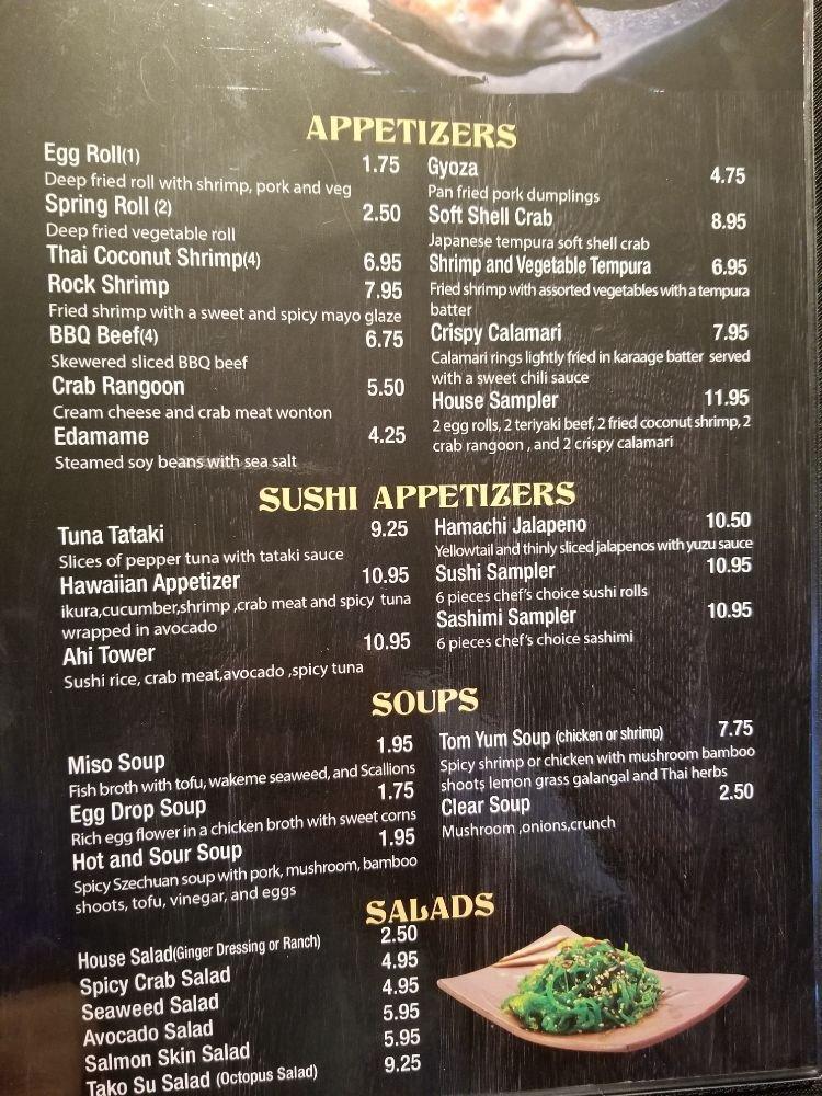 Menu at Sake Asian Fusion restaurant, Michigan City