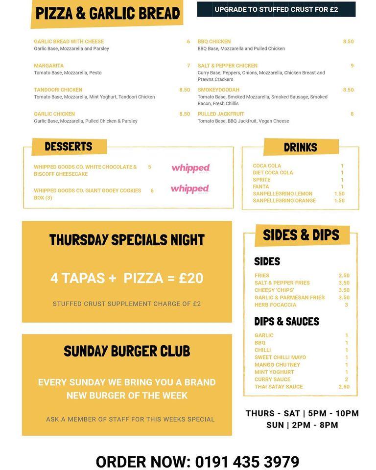 Menu at 808 Bar & Kitchen, Sunderland