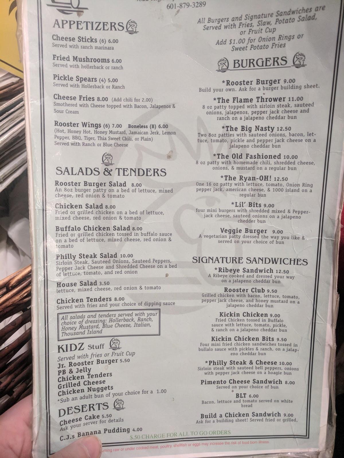 Menu at Blue Rooster restaurant, Flora
