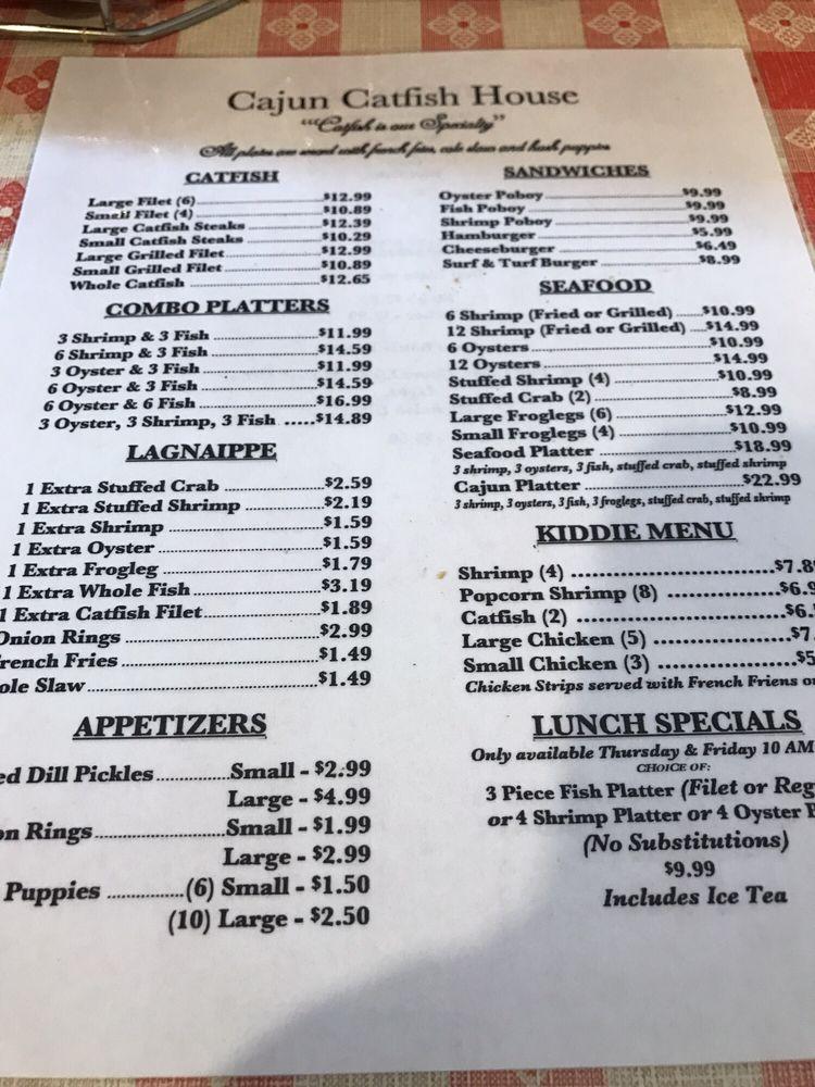 Menu at The Cajun Catfish House LLC restaurant, Pineville