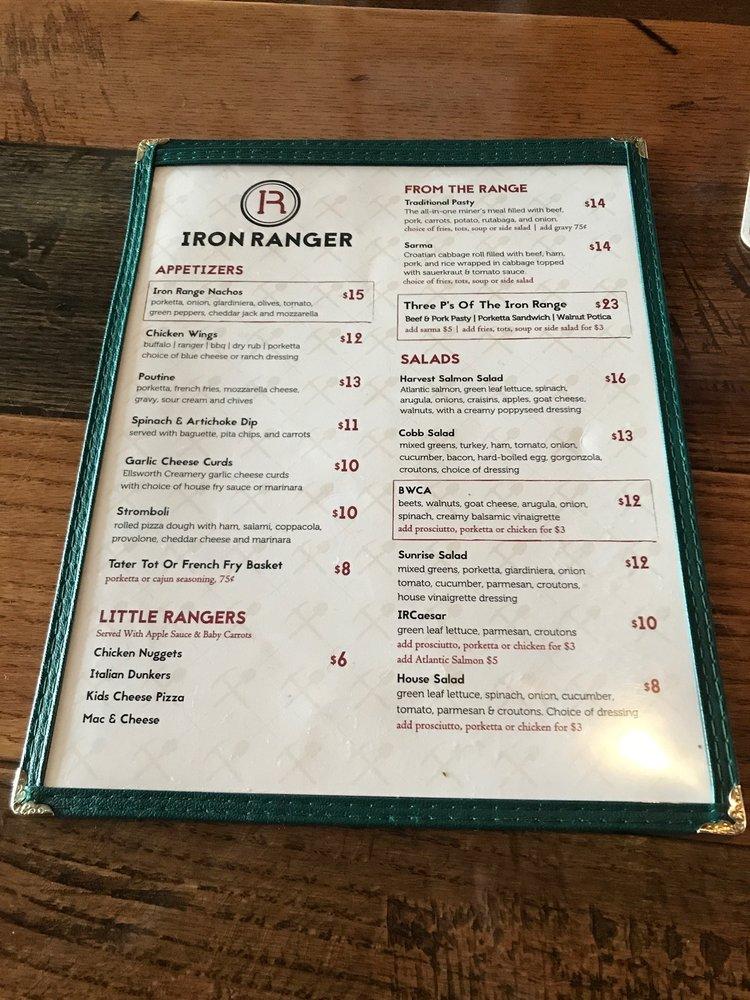 Menu at Iron Ranger pub & bar, Saint Paul