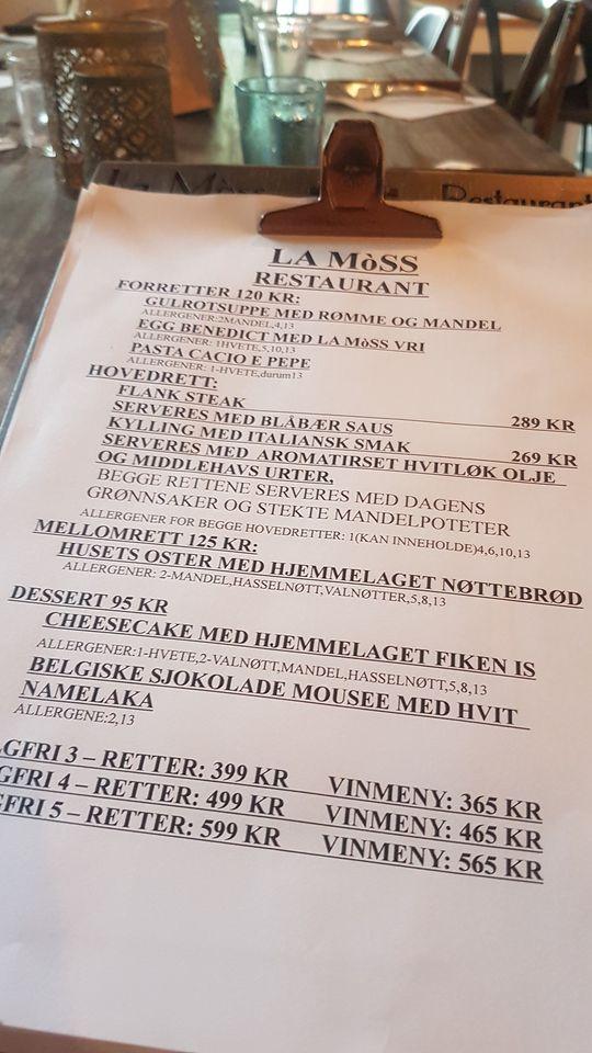 Menu at Let Moss restaurant, Mysen