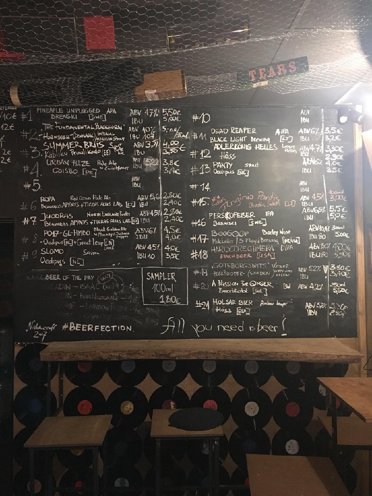 Menu at Nisha Craft Capital pub & bar, Vilnius