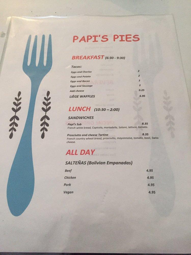Menu at Papi's Pies desserts, Round Rock