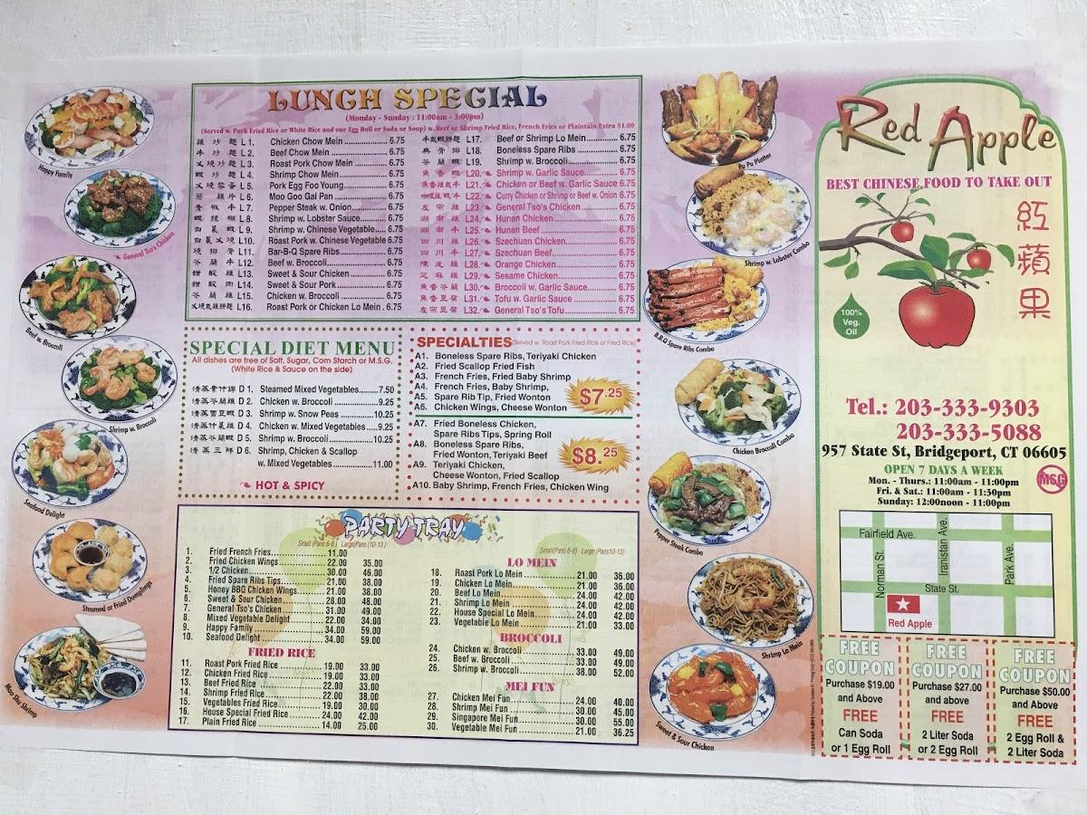 Menu at Red Apple restaurant, Bridgeport