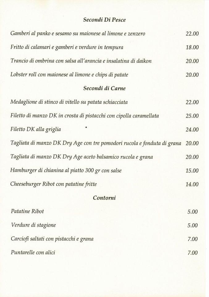 Speisekarte von Ristorante Ribot Olgiata, ROM, Largo dell'Olgiata 15