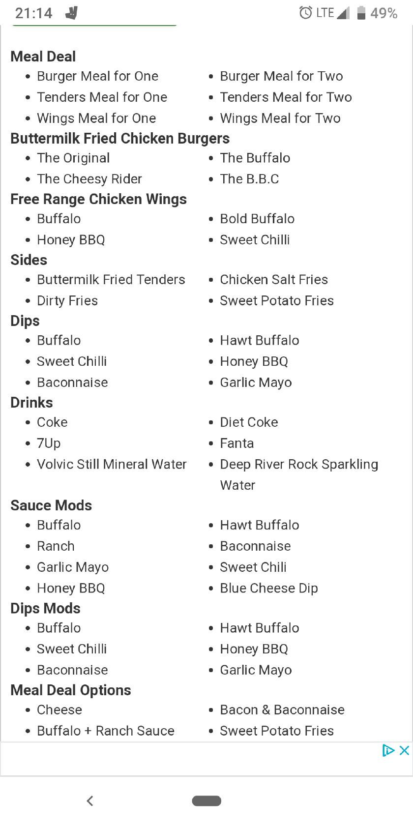 Carta del restaurante The Bold Buffalo, Dublin, The Grand Social