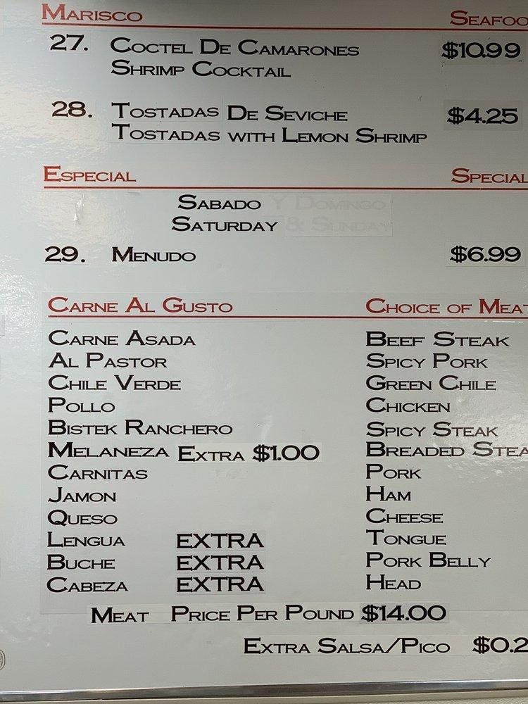 Menu at Azteca Grill & Bakery, Fallon