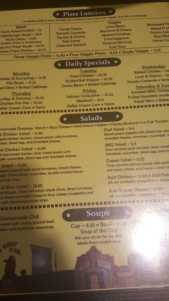 Menu at Patrick's pub & bar, Memphis