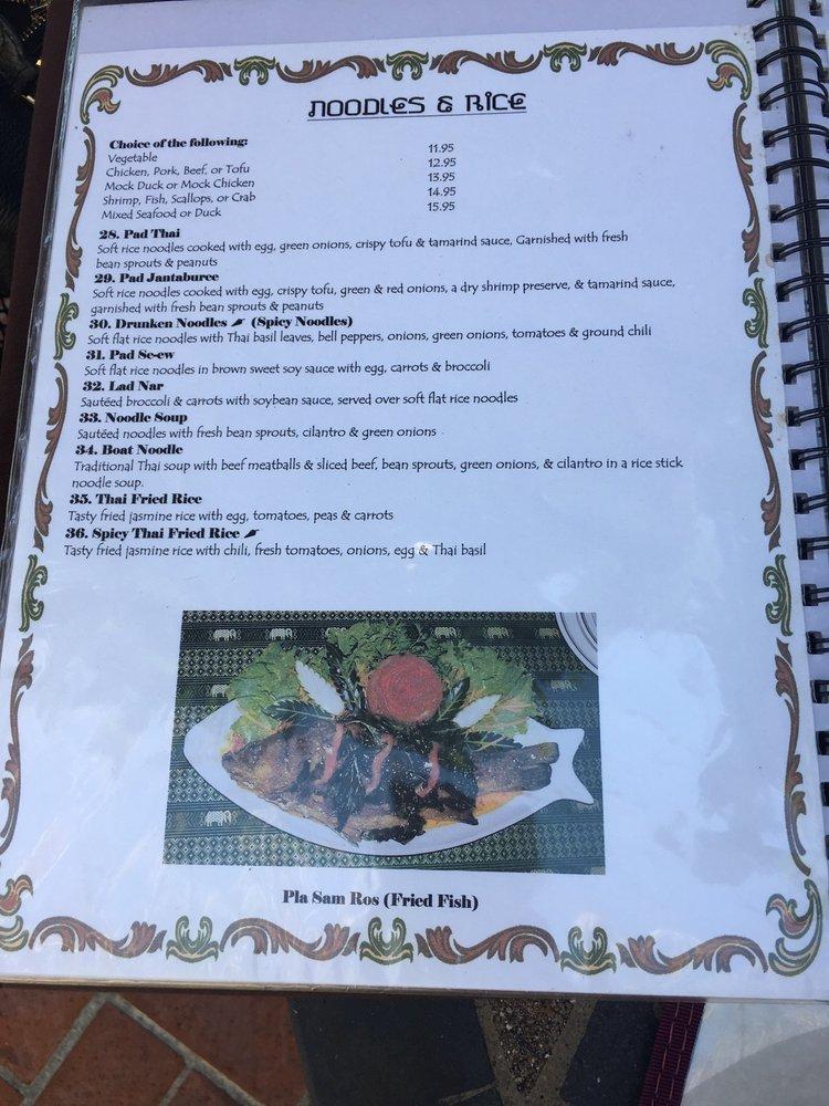 Menu at Sopa Thai Cuisine restaurant, Nevada City