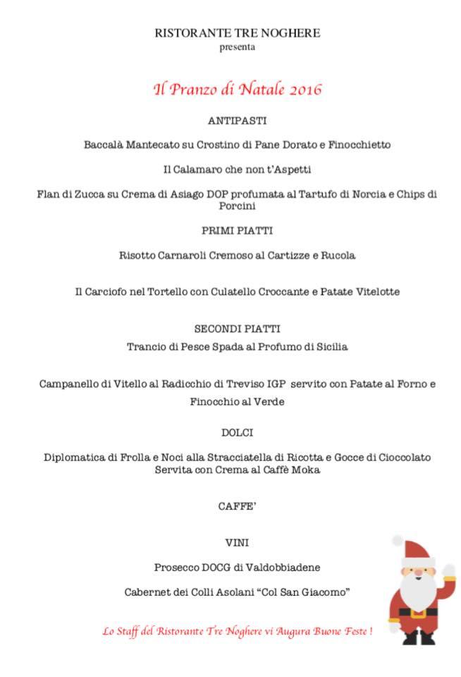 Menu at Tre Noghere restaurant, Valdobbiadene