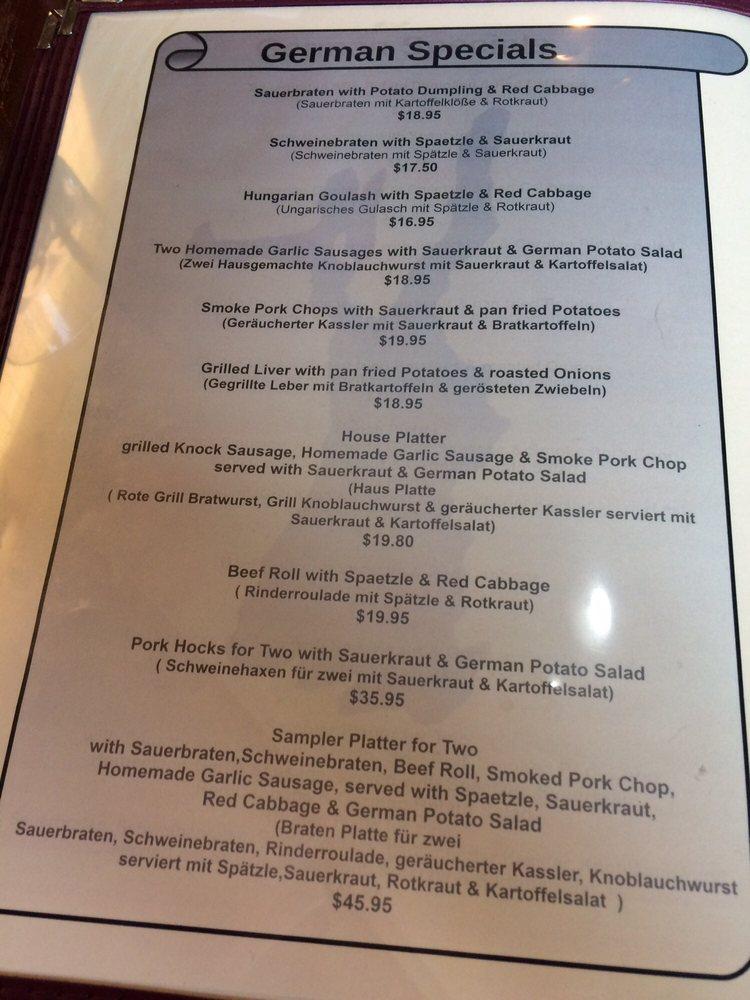 Menu at Bodensee restaurant, Helen, 64 Munich Strasse