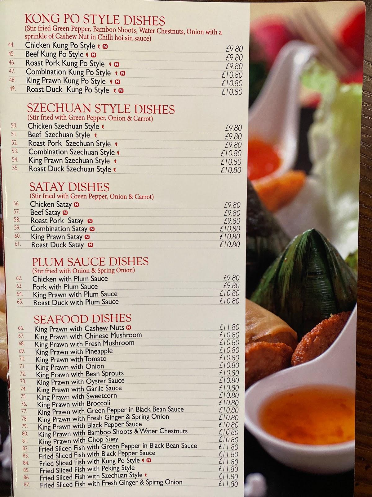 Menu at China Palace restaurant, Fort William