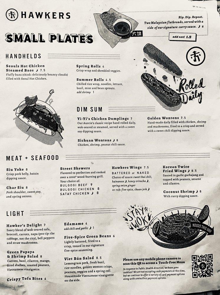 Menu at Hawkers Asian Street Food pub & bar, Nashville