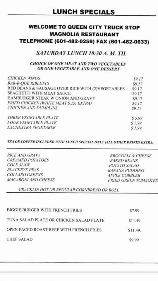 Menu at Magnolia Restaurant, Meridian