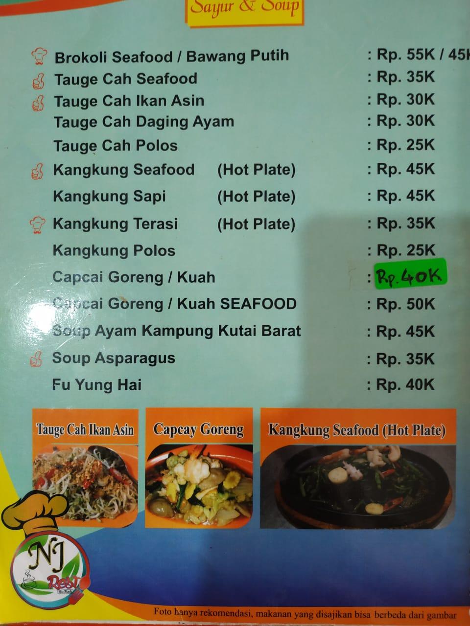Menu at NJ Resto restaurant, Swarga Bara