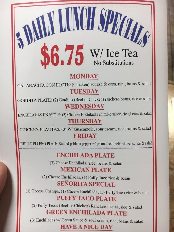 Menu at Oasis Cafe, San Antonio