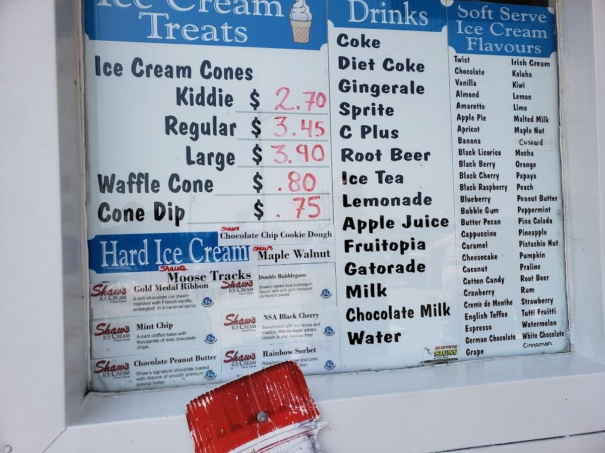 Menu at Sky Ranch Drive-in fast food, Goderich