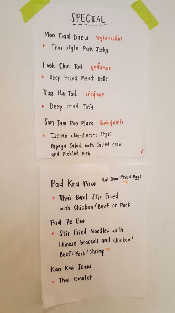 Menu at So Thai restaurant, Anchorage