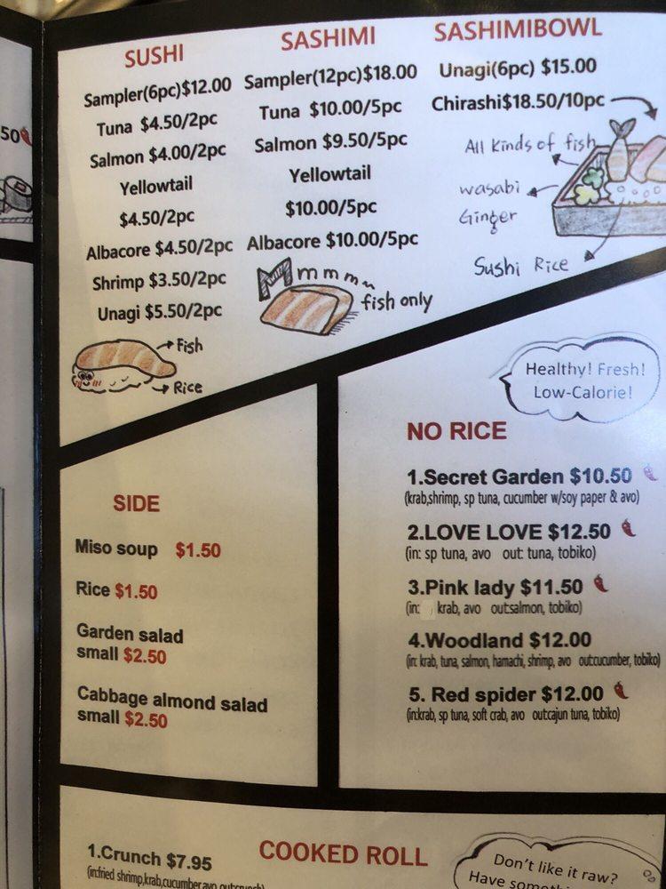 Menu at Sushi Box restaurant, Brea