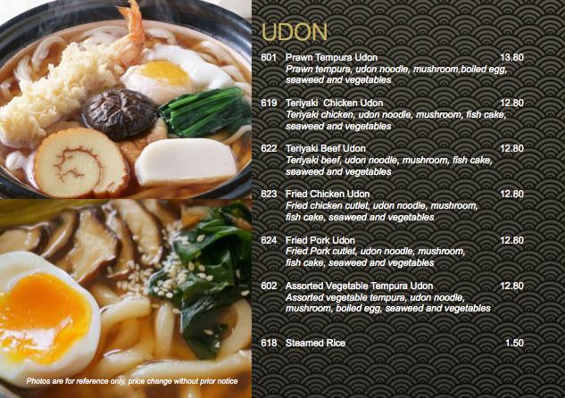 Menu at Yatai Sushi restaurant, Cannonvale