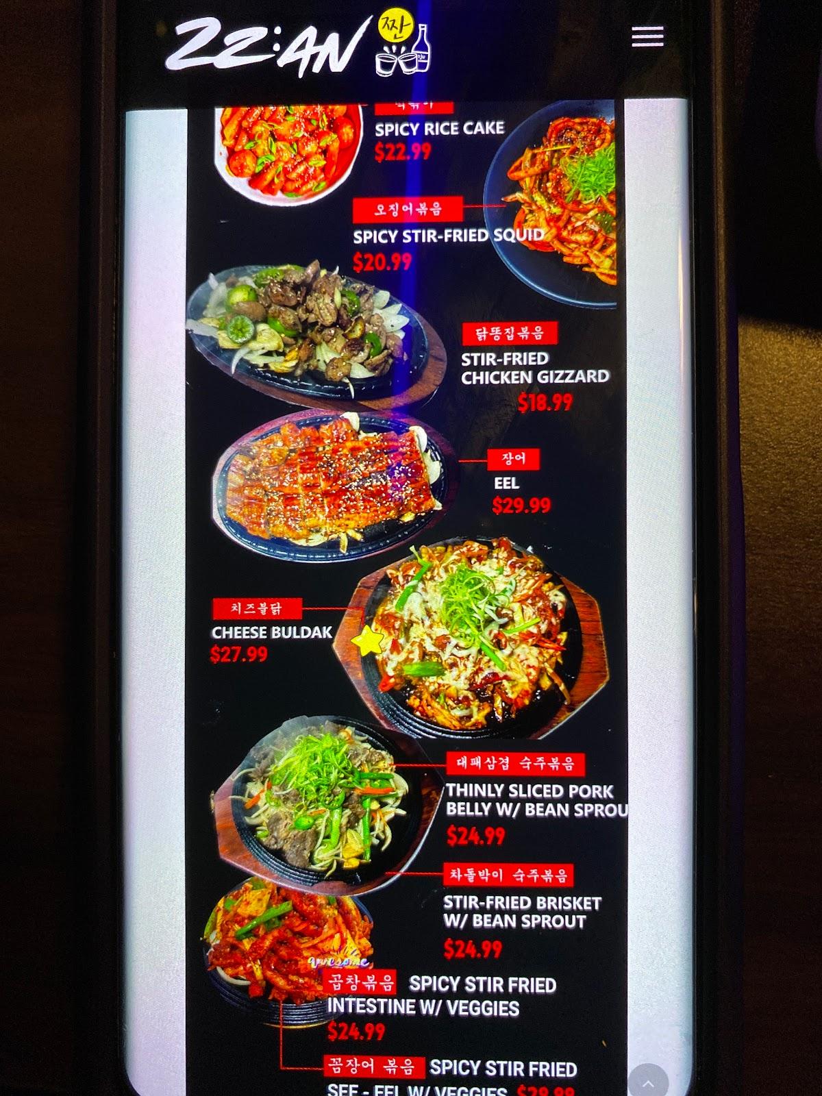 Menu at ZZan Sushi & Soju restaurant, San Diego