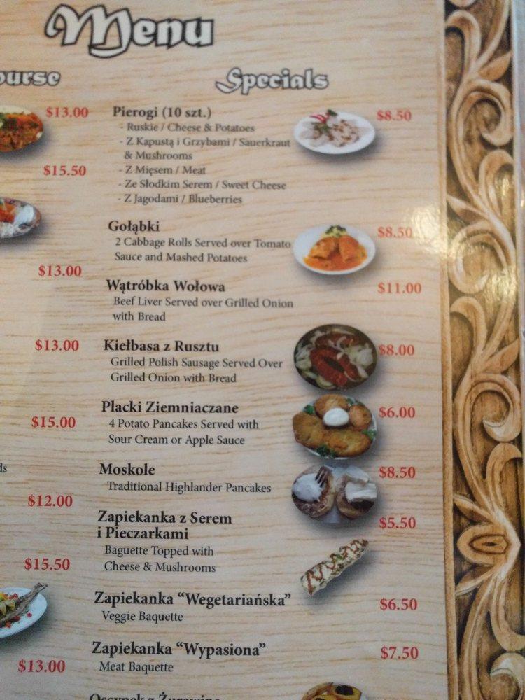 Menu at Bacowka Restaurant, Schaumburg