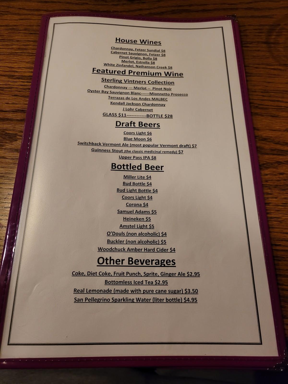 Menu at DJ's Restaurant, Ludlow