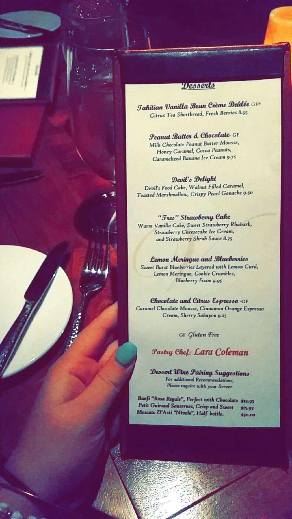 Menu at Different Pointe of View restaurant, Phoenix, N 7th St