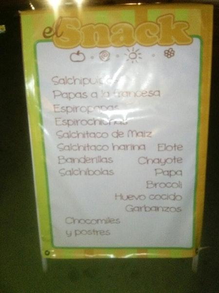 Menu at El Snack restaurant, Guadalajara, Av. Real De Los Camichines 1003