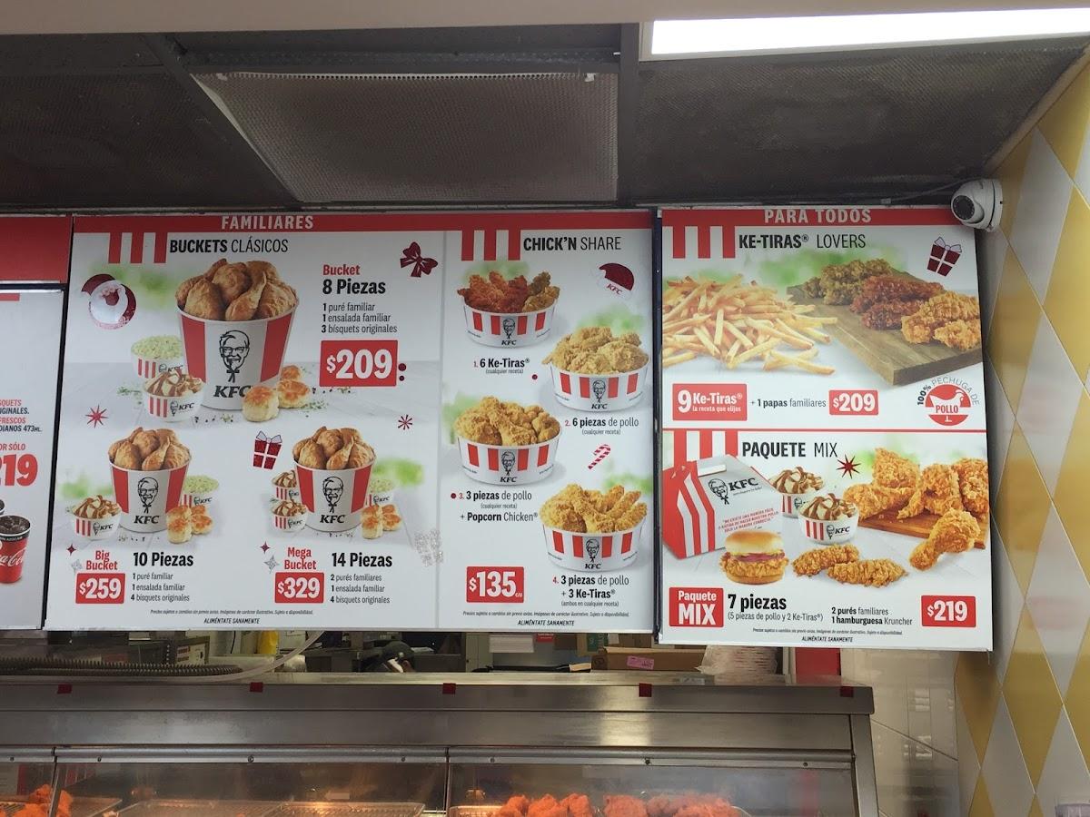 Menu at KFC restaurant, Hermosillo, Periférico Norte S/N