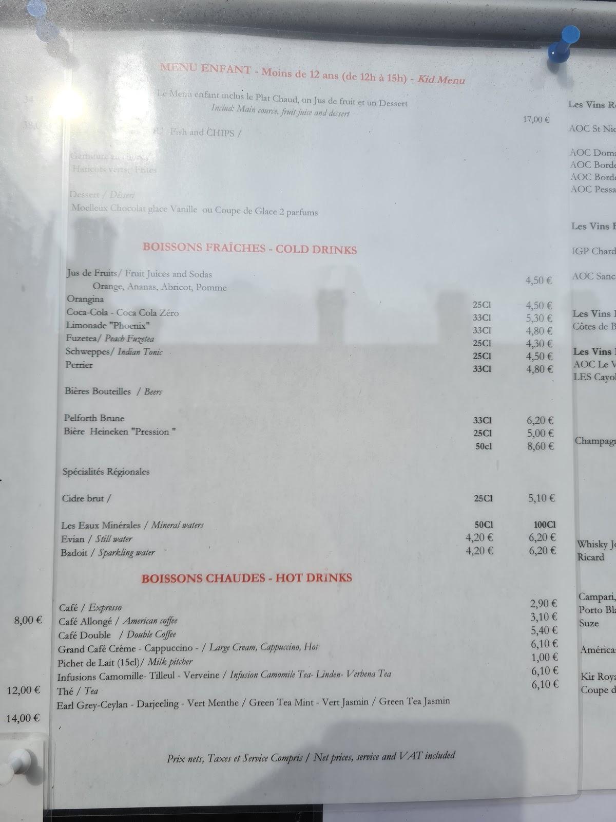 Menu au La Capitainerie restaurant, Chantilly, 7 Rte du Connétable