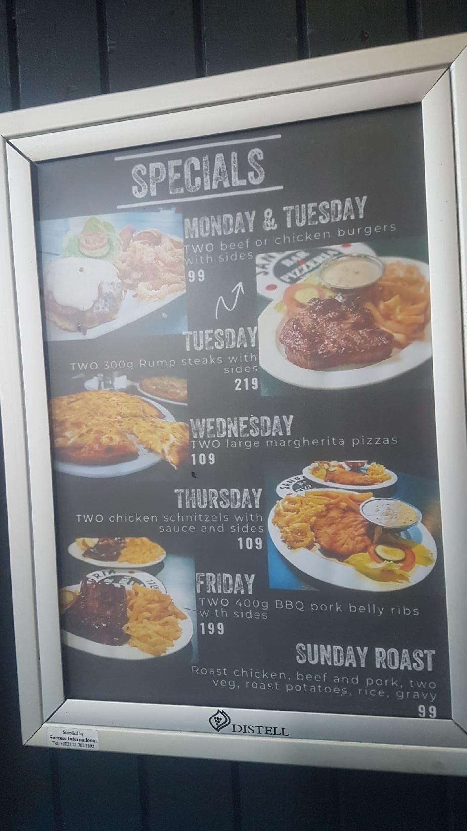 Menu at Sangria Bar & Grill, Cape Town