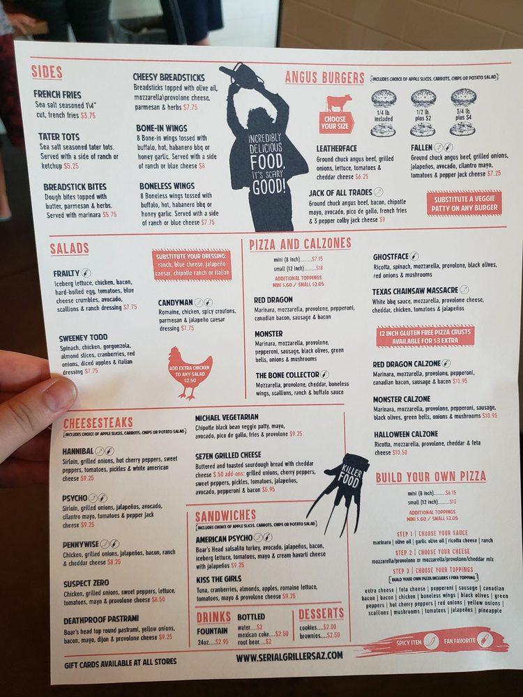 Menu at Serial Grillers pizzeria, Tucson, W Cortaro Farms Rd